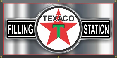 TEXACO DEALER GAS STATION VINTAGE OLD SIGN REMAKE BANNER GARAGE ART ...
