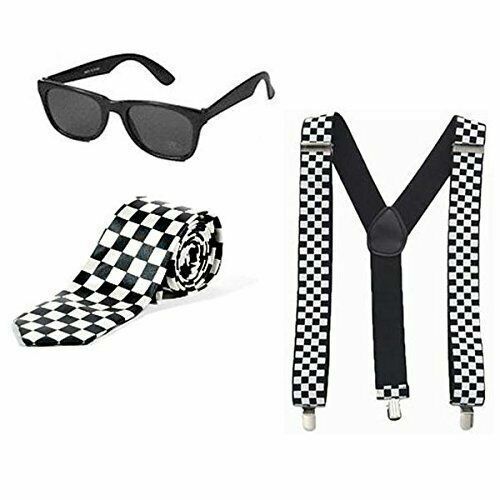 Mens Adult 1980s Ska Black White Chequered 3PC Retro Mod Fancy Dress ...