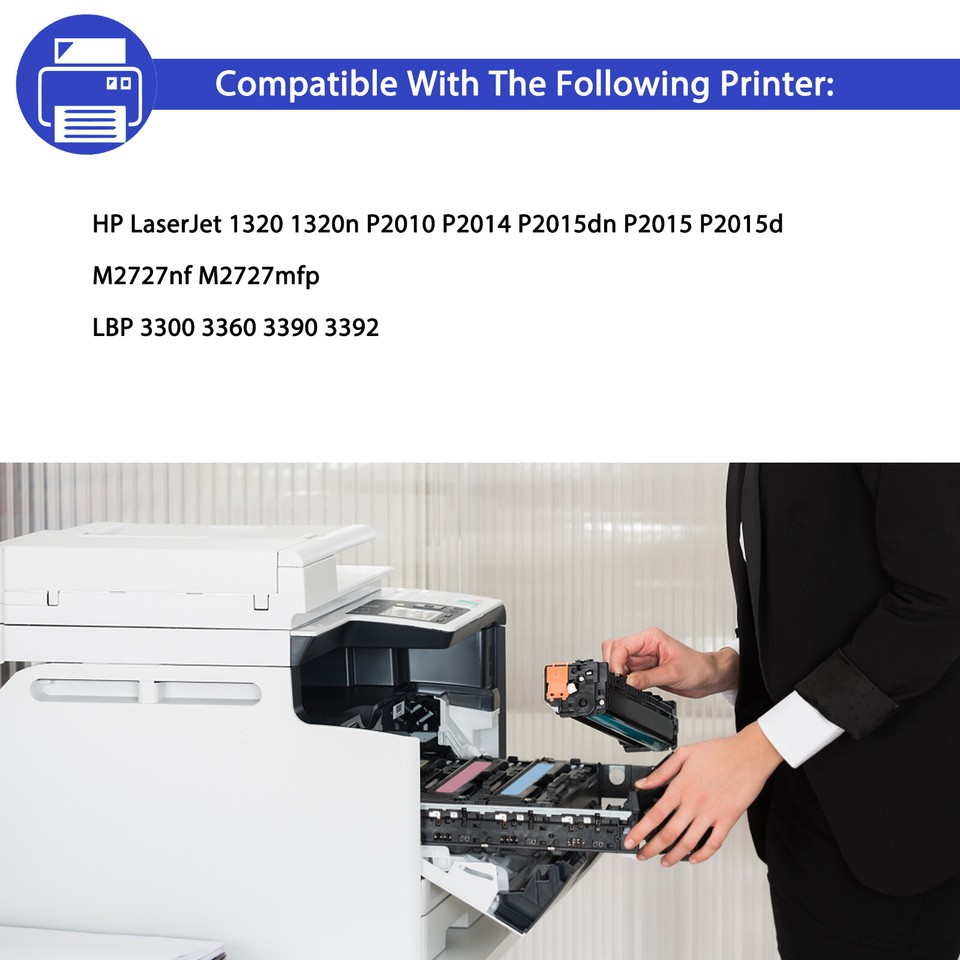 2 Pack Q7553X 53X Toner For HP LaserJet P2010 P2014 P2015 P2015d ...