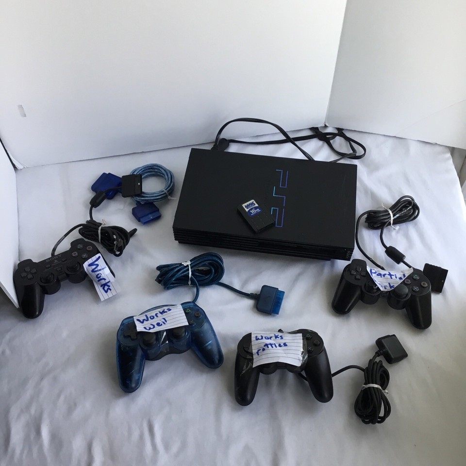 Sony PlayStation 2 PS2 Fat Console 4 Controller SCPH 39001 Black TESTED ...
