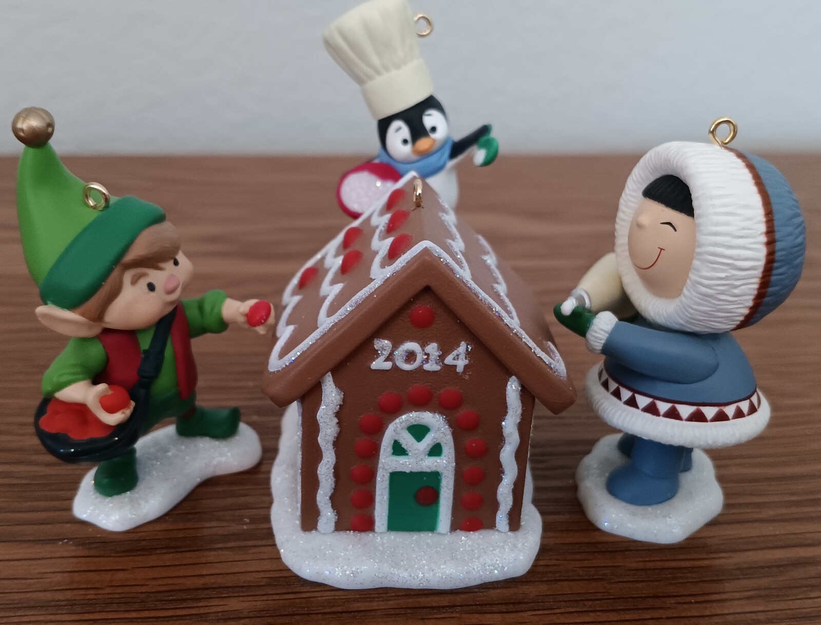 2014 Hallmark Merry Makers 4 Ornaments - Gingerbread House, Penguin ...