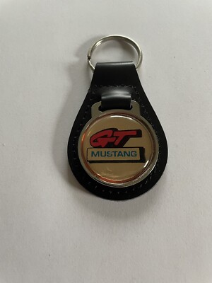 Ford Mustang GT Keychain Black Leather Ford key chain Gold | eBay