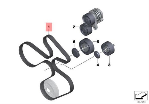 Genuine BMW E60N E61N E82 E84 E88 V Ribbed belt 7PK X 1860 OEM ...