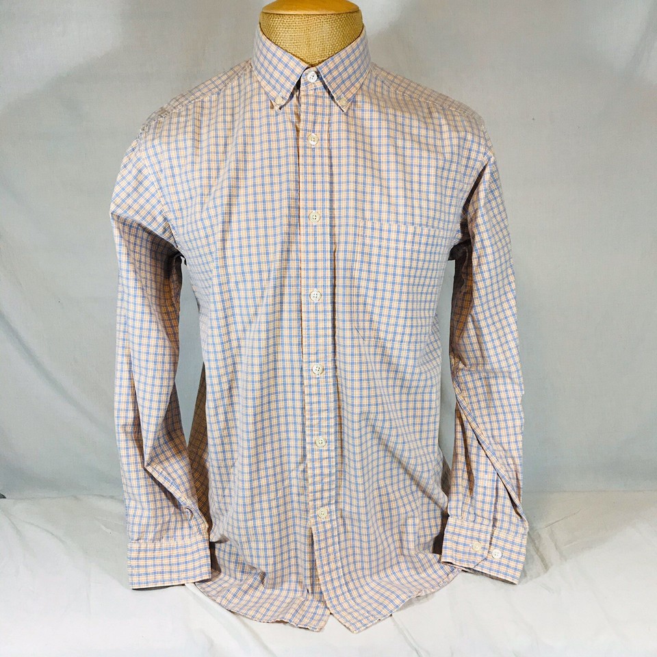 Gingham Spring Summer Button Down Shirt Casual Business Orange Green ...