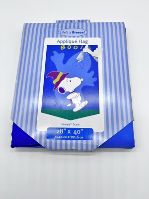 Vintage Snoopy Boo! Snoopy Scare Appliqued 2 sided 28" x 40" House Flag ...