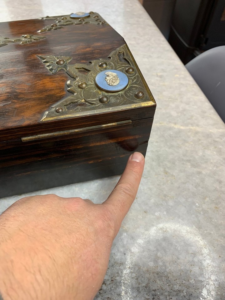 Rare Antique 1800s S Sampson Mordan & Co Wood Jewelry Stationary Box ...