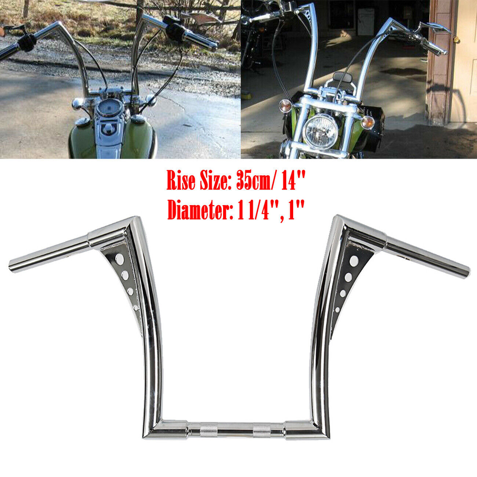 Chrome Motorcycle APE Hangers Bars 1-1/4" 14" Rise Handlebars for ...