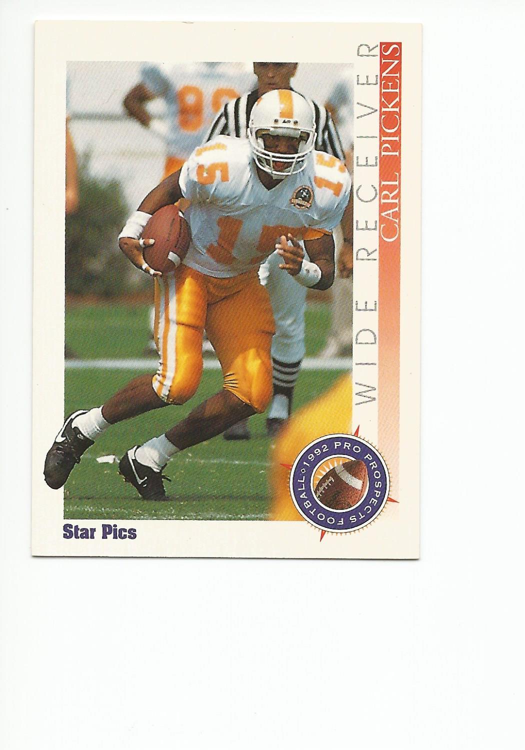 CARL PICKENS 1992 Star Pics card #60 Tennessee Vols Volunteers Football ...