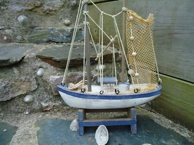 Trawler Wooden Fishing Boat With Nets Beach Art Style Nautical Ship ...