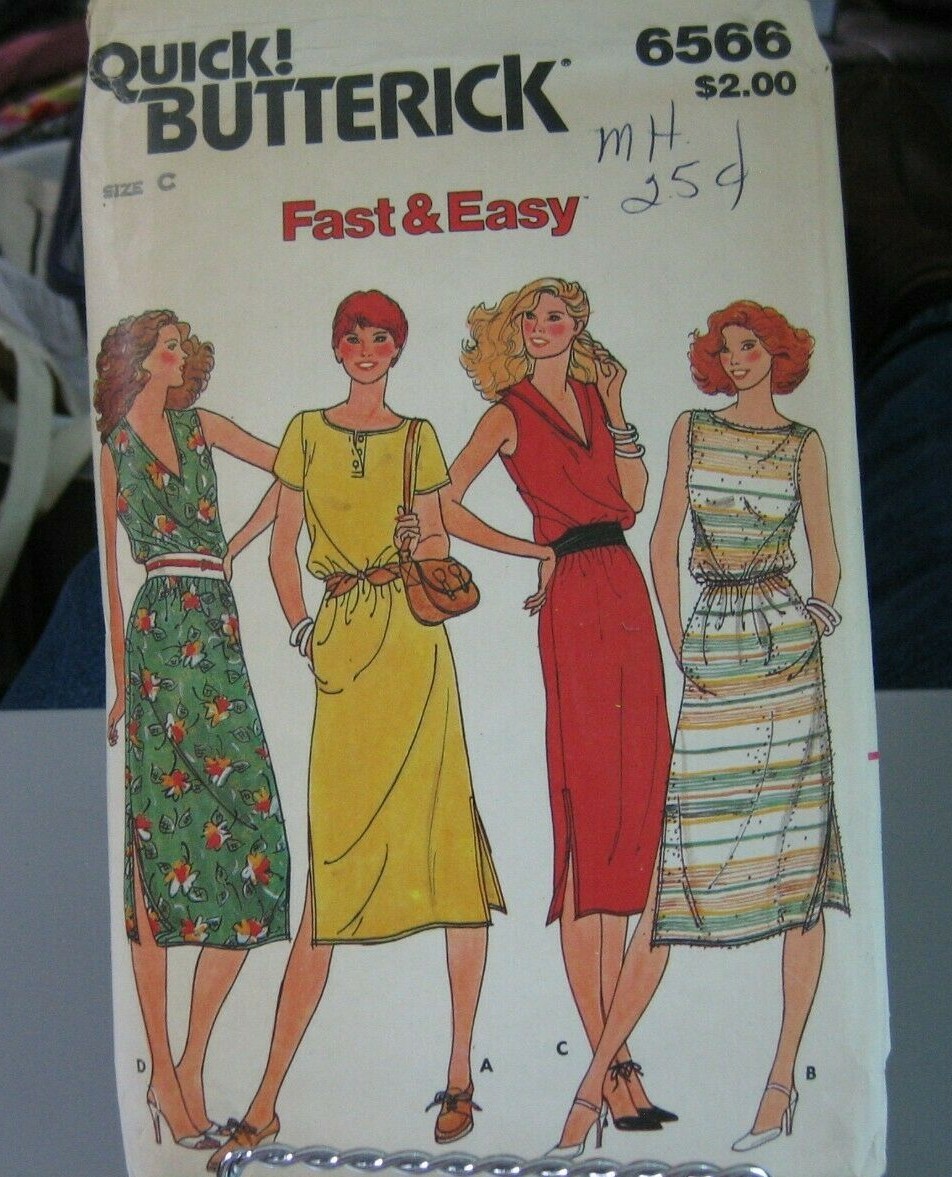 Butterick 6566 Misses Dress Pattern - Size 14 & 16 Bust 36-38 Waist 30 ...