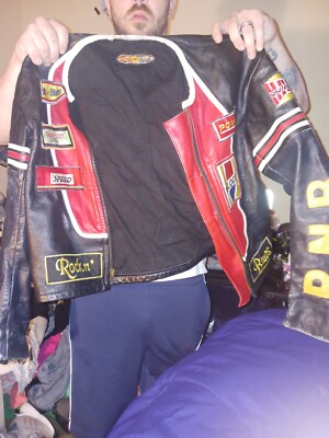 used leather jacket 2xl Patches on sleeves red star on back | eBay