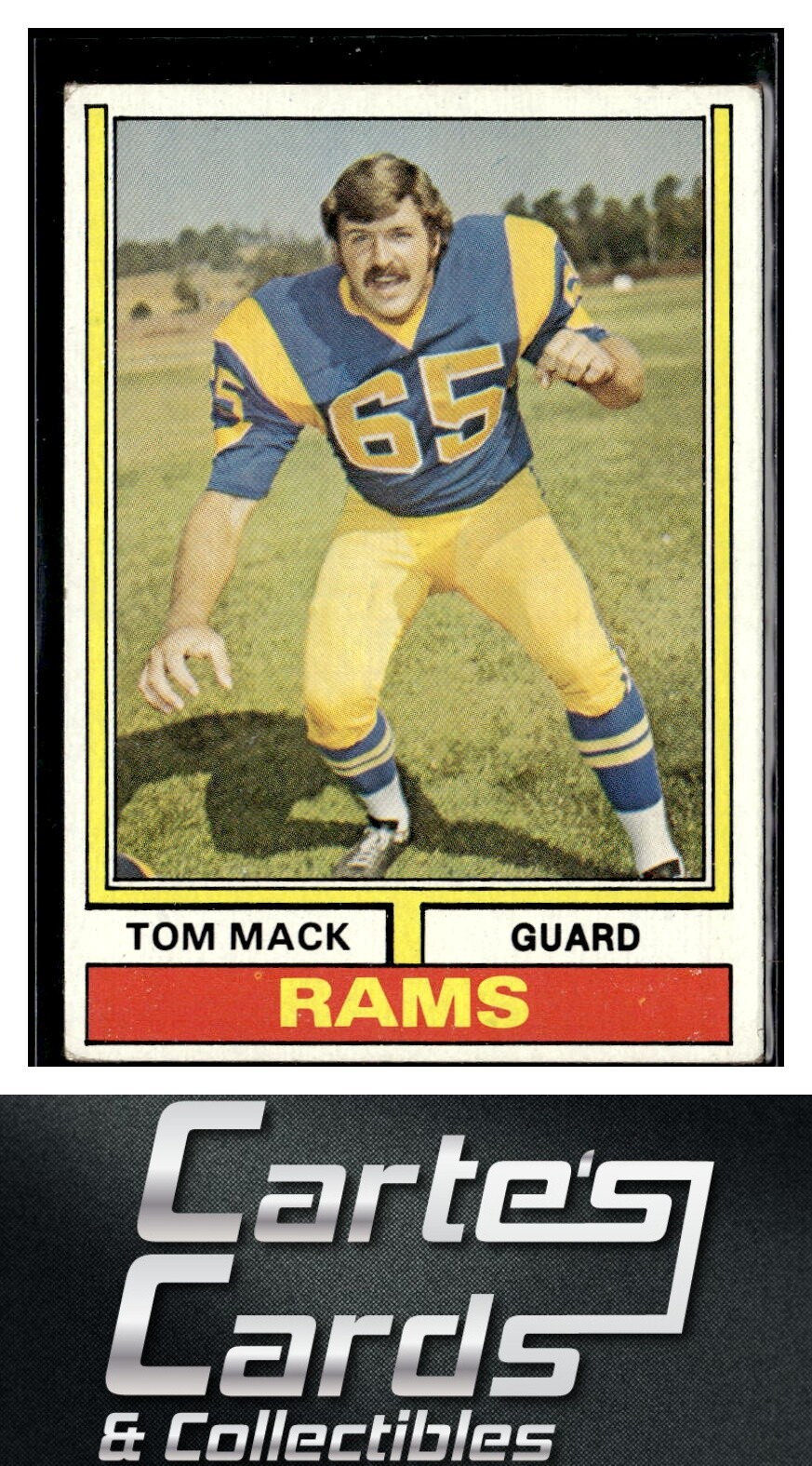 Tom Mack 1974 Topps Parker Brothers Pro Draft #126b 1* Copyright Rams ...