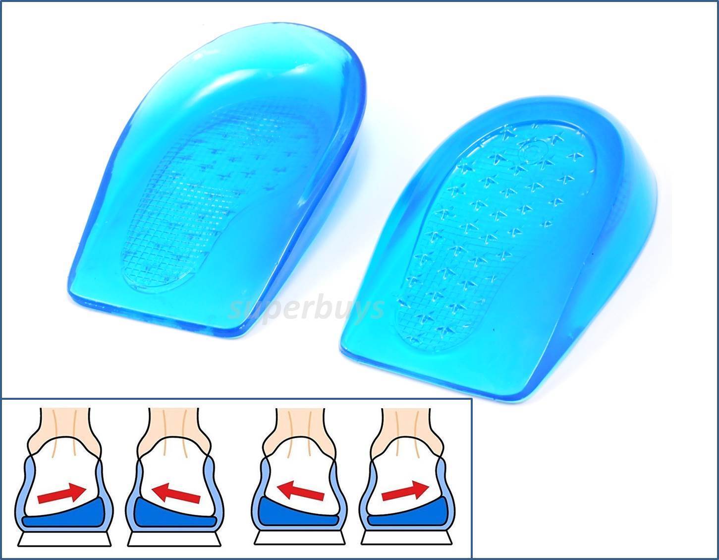 Large Inward & Outward Rolling Angled Feet Correcting Foot Heel Cup Gel ...