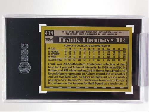 FRANK THOMAS 1990 TOPPS BASEBALL ROOKIE WHITE SOX #414 MINT RC SGC 9.5 ...