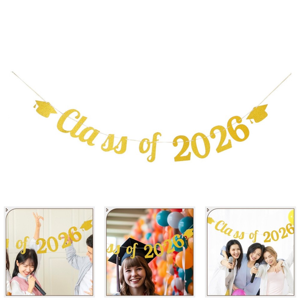 Gold Graduation Banner 2026 Paper Decor for Congrats Grad Party and ...