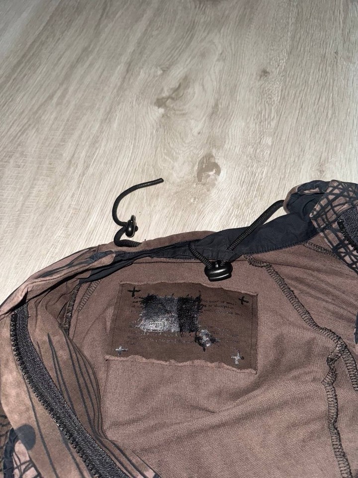 Rundholz Avant-Garde Zip Hooded Jacket Abstract Art Print Brown Black ...