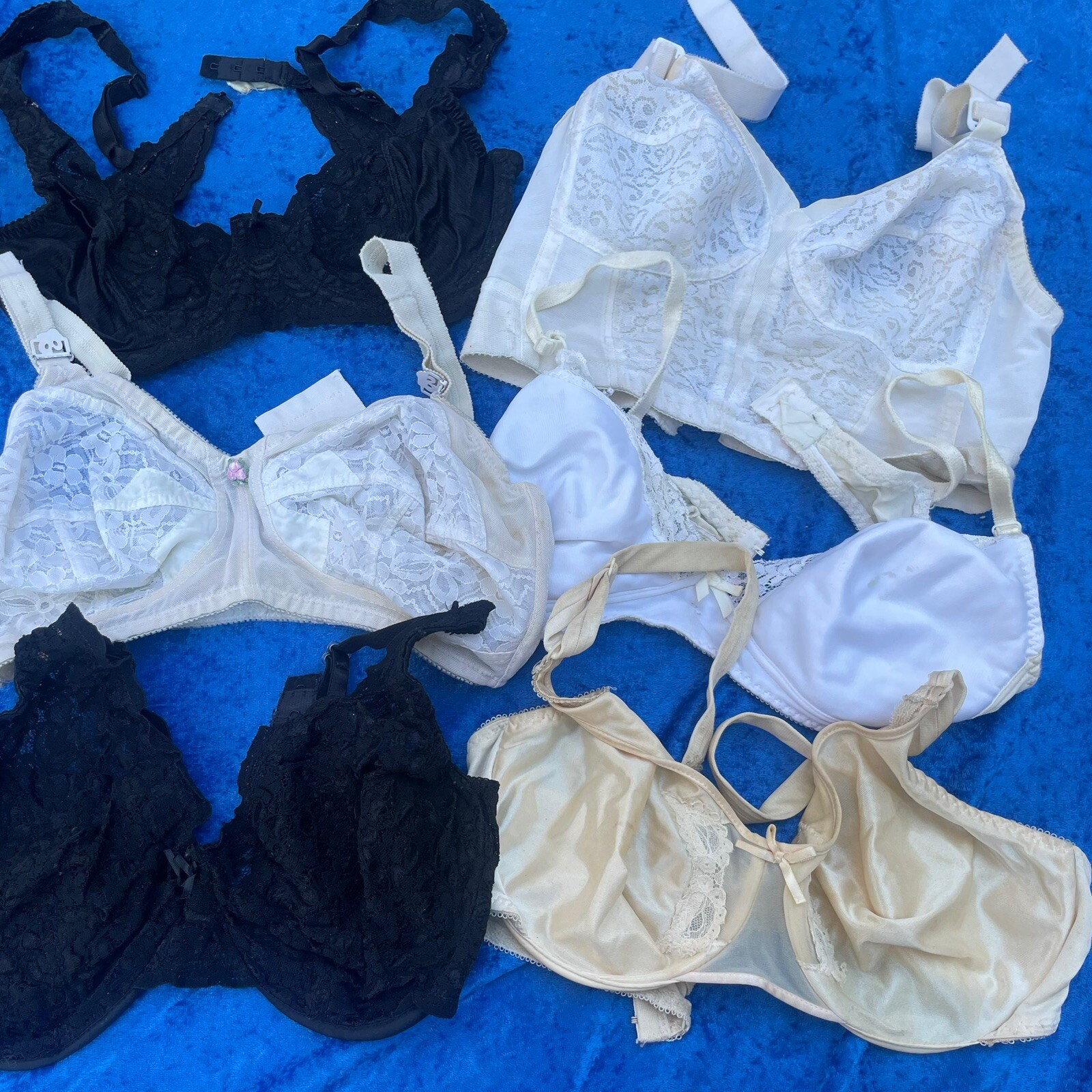 Vintage Bra Lot 6 Bras Fair Poor Condition Mixed Sizes Faded Tags As Is ...