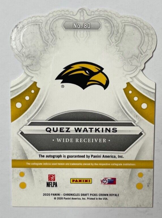 Quez Watkins 2020 Panini Crown Royale Draft Picks RED RC AUTO Eagles ...