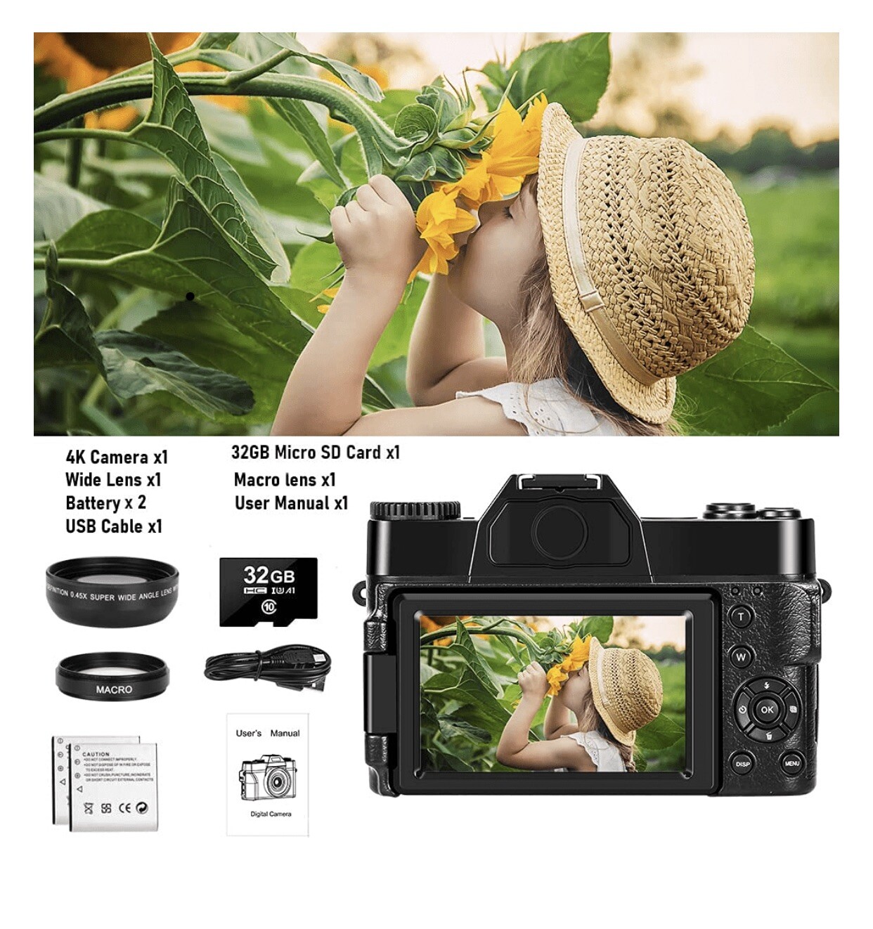 4K Digital Vlogging Camera for YouTube 4k Camcorder HD 1080P 48MP Video ...