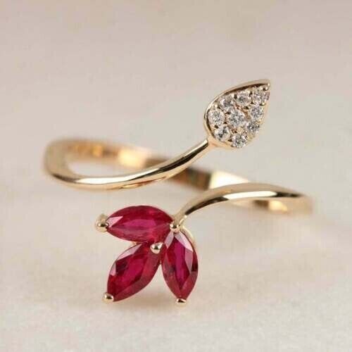 Fancy Red Marquise Cut Simulated CZ 3 Stone 925 Sterling Silver ...