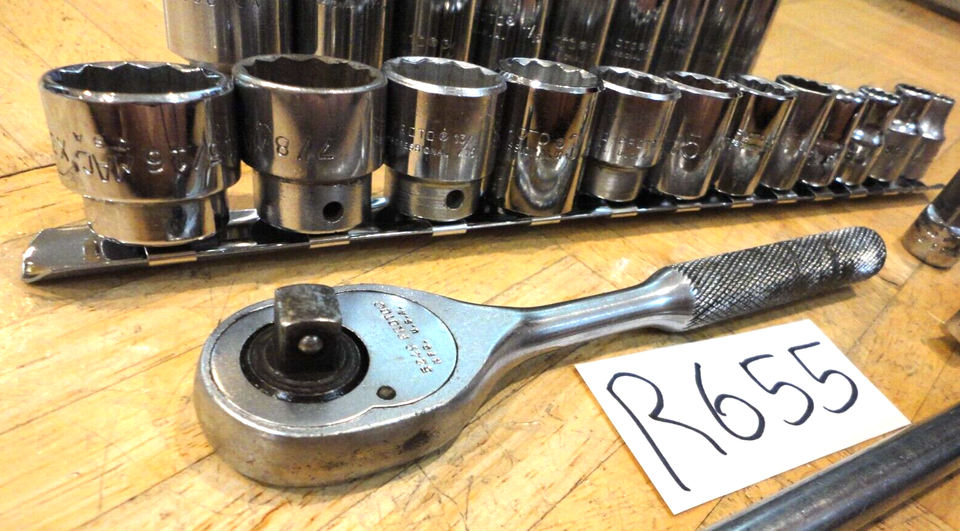 PROTO TOOLS 25 PIECE 3/8 DR. SAE. GENERAL SERVICE SET WITH SHORT & DEEP ...