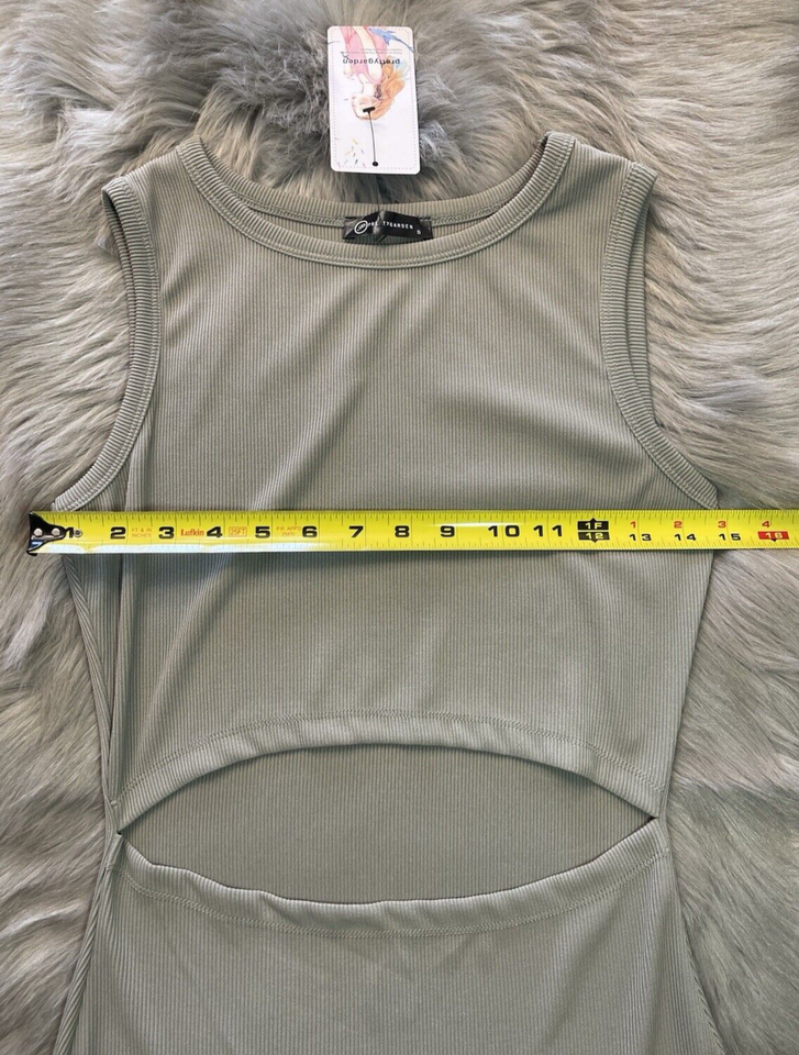 NWT Pretty Garden Ribbed Maxi Dress Side Slit Cut Out Front Size Small ...