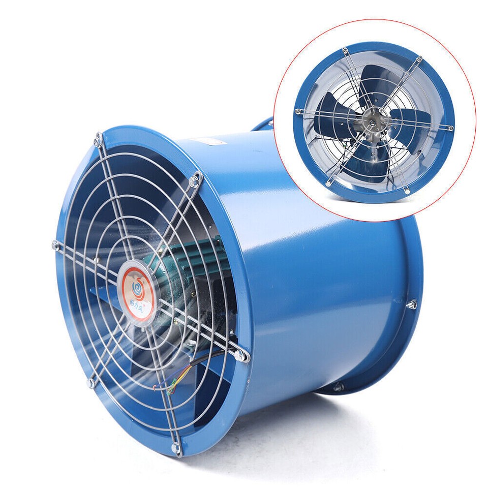 10" 250W Cylinder Pipe Fan Flow Fan W/ Silent Ball Bearing Stainless ...