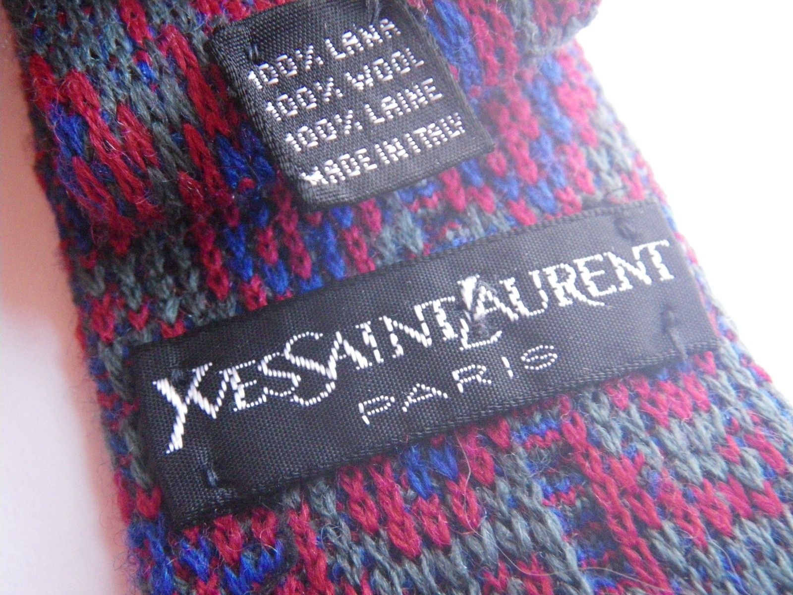 YSL YVES SAINT LAURENT Paris Mens Wool Neck Tie, Chun… - Gem