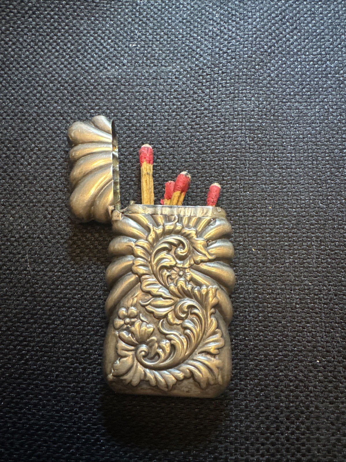 Antique Sterling Silver Matchstick Holder Case Art Nouveau Design ...