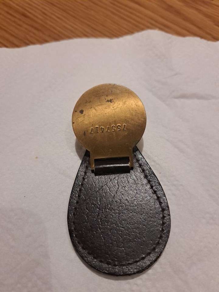 VTG VIP Chrysler Key Chain Brass Brown Leather Fob Pentastar Emblem ...