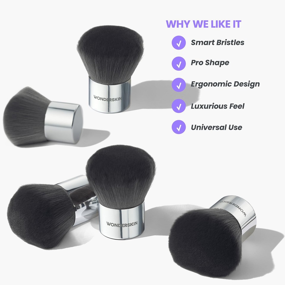 Wonderskin Kabuki Brush - Round Top Bronzer Brush for Face & Body ...