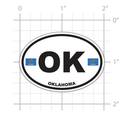 Oklahoma State Flag Euro Oval Sticker for water bottle phone tumbler ...