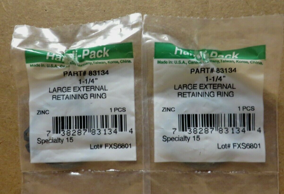 Handi-Pack 1-1/4" Zinc Plated Steel Internal Retaining Rings (2 pieces ...