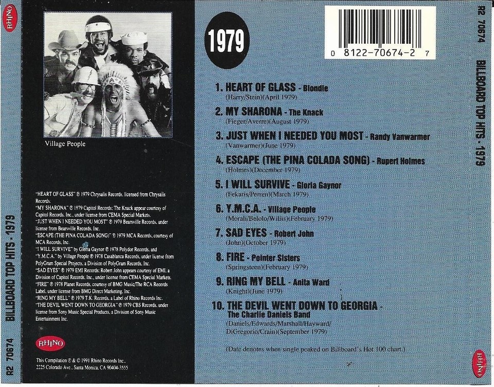 Various Artists - Billboard 1979 CD - 1991 Rhino R2 70674 81227067427 ...