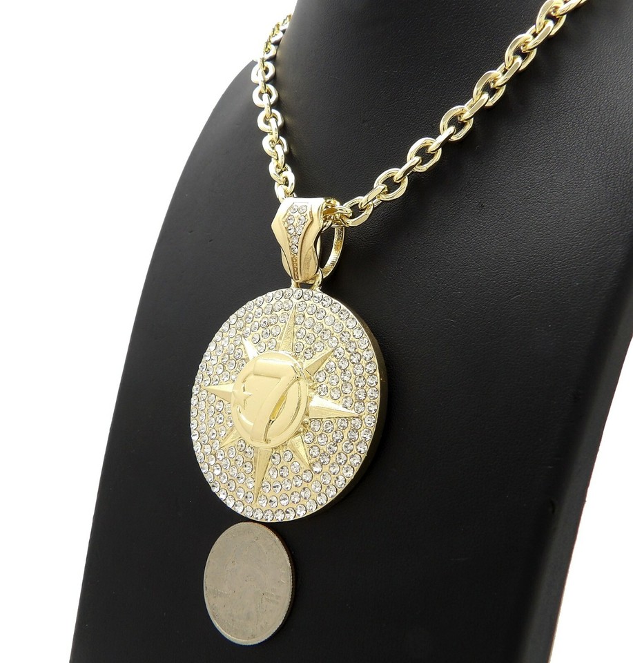 Hip Hop 5 PERCENTER 7 STAR Pendant & Box / Franco / Cuban Chain Bling ...
