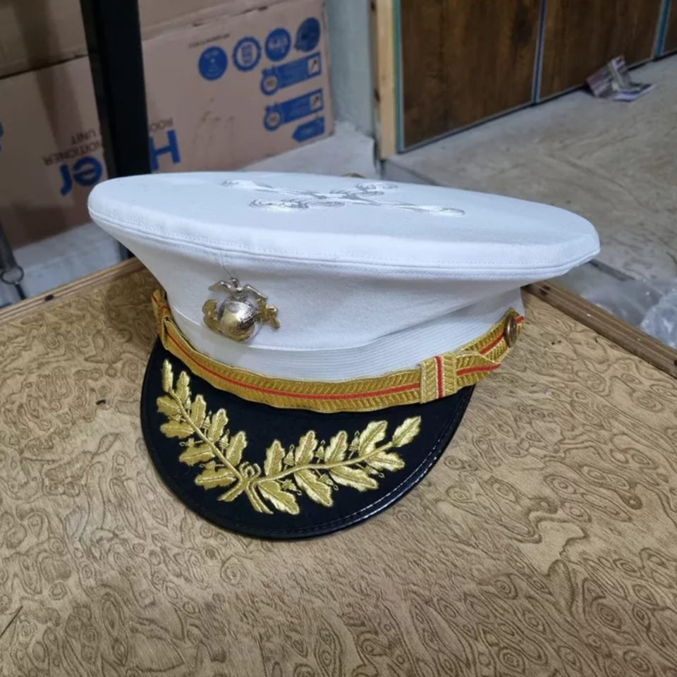 Marine Corps Officer Field Grade Service Dress Hat Cover USMC Uniform ...