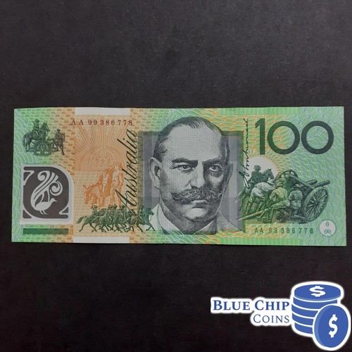1999 Circulated $100 MACFARLANE/Evans Polymer Banknote AA Prefix ...