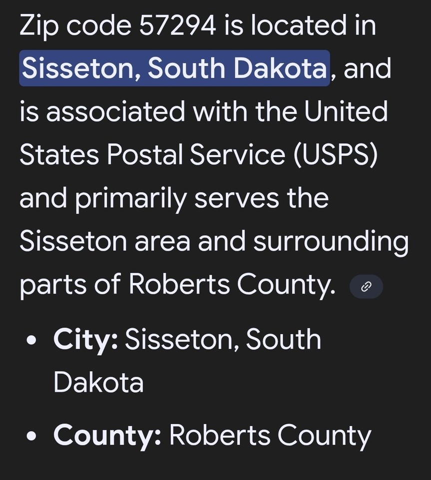 $1 2021/D00057294E/Fancy Serial Number/Zip Code/57294/SISSETON,SOUTH ...