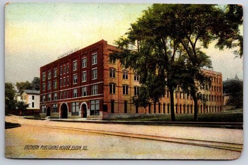 Elgin Illinois~Brethren Publishing House & Main Street~c1910 Rotograph ...