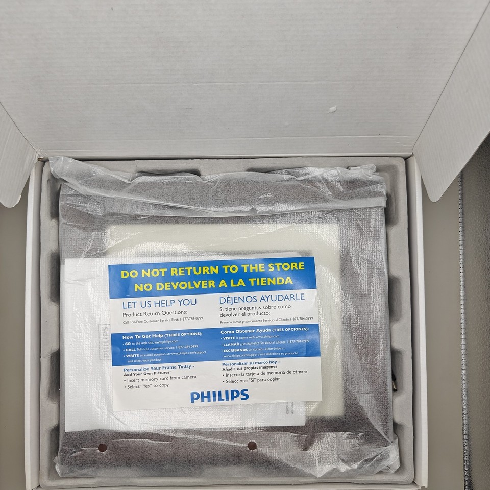 Philips Home Essentials Digital Photo Frame 8" LCD Panel Open Box NEVER ...