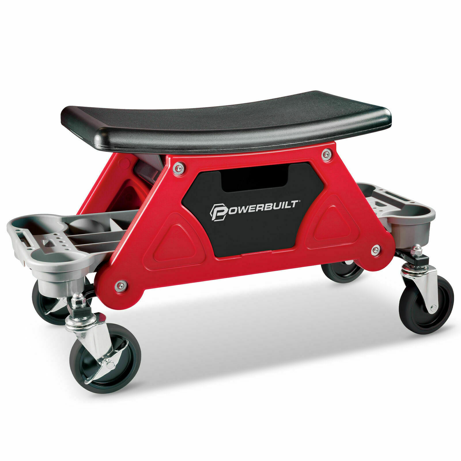 Powerbuilt Heavy Duty Rolling Mechanics Seat Brake Stool 300lb Capacity ...