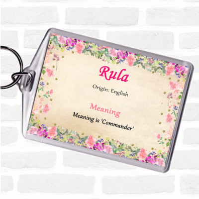 Rula Name Meaning Bag Tag Keychain Keyring Floral | eBay UK