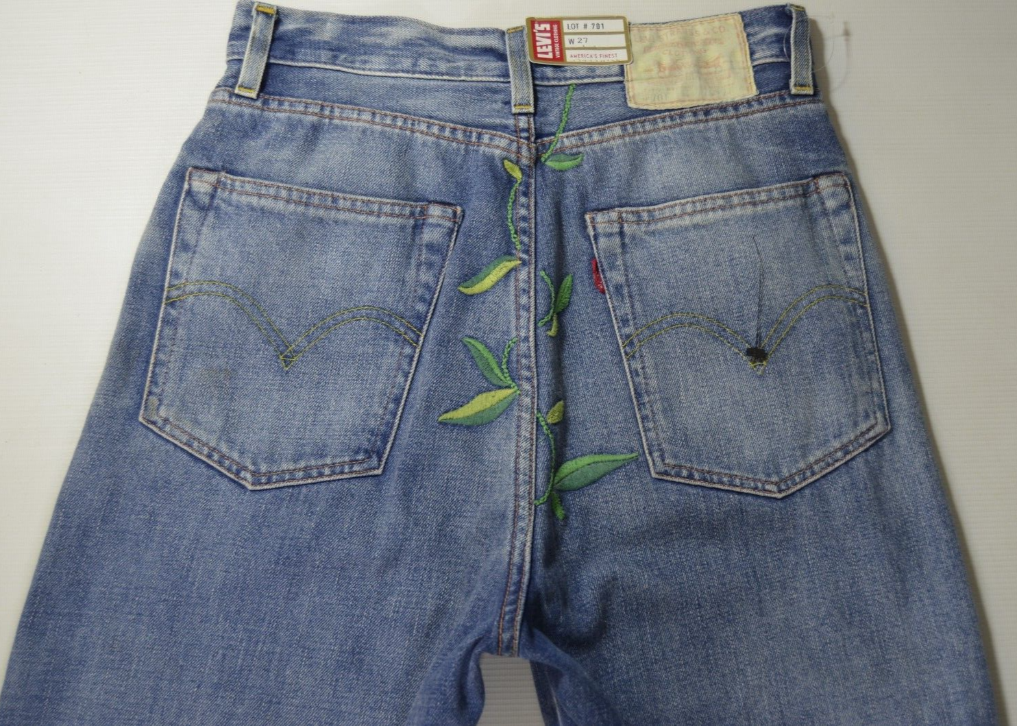 vintage LEVIS LVC 701 ribcage wide selvedge JEANS W27 L32 size 8 10 ...