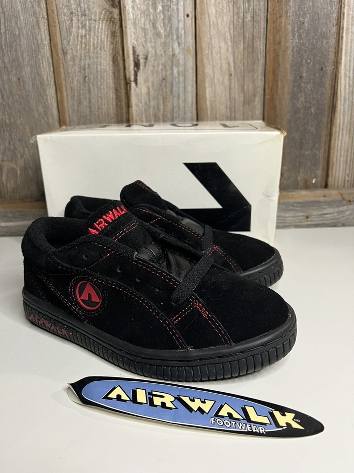 Vintage 1990s AIRWALK 1 ONE Squib Black Skateboard Shoes Sz 4 1/2 ...