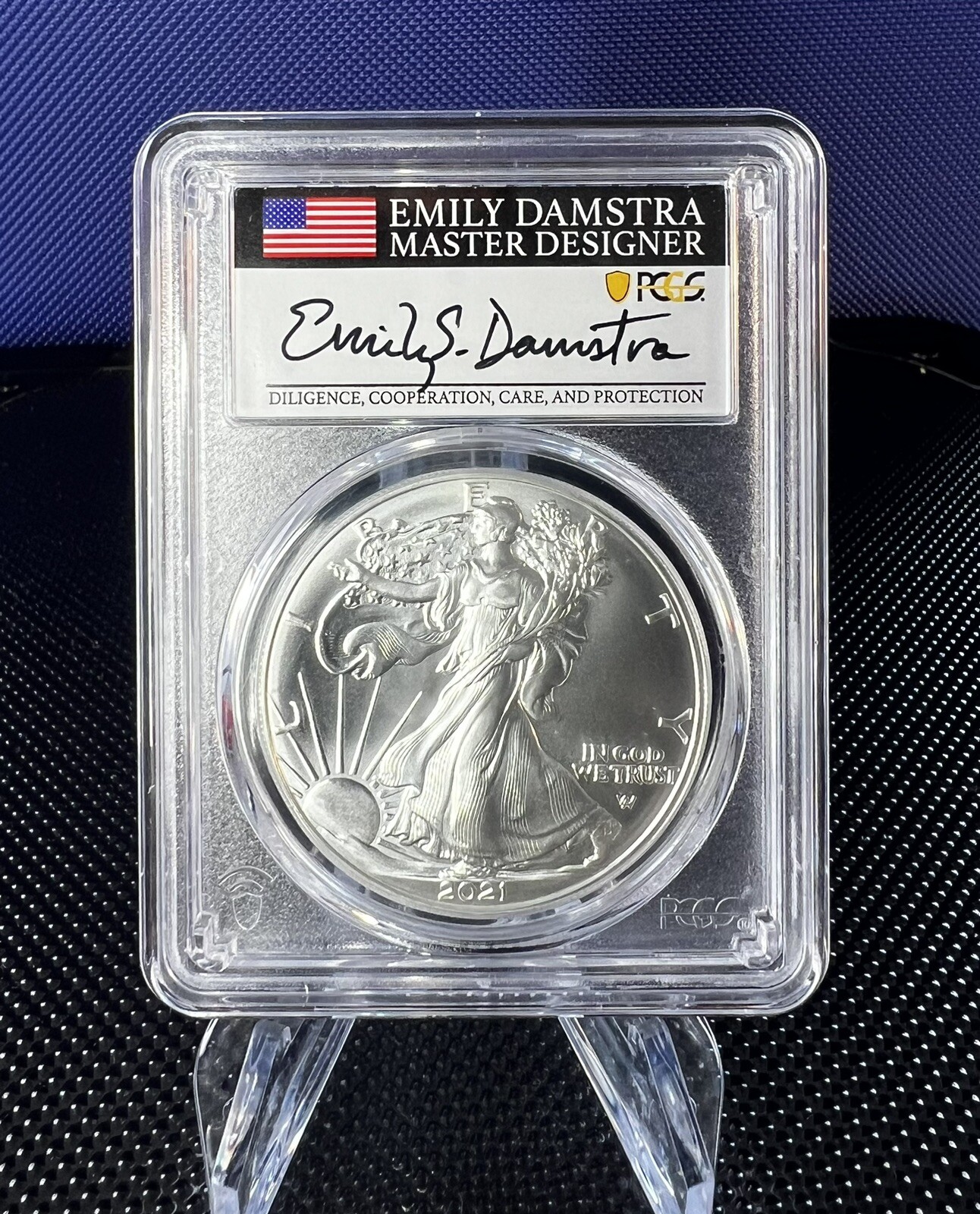 2021 W SILVER EAGLE MS70 PCGS EMILY DAMSTRA FIRST STRIKE PEDIGREE | eBay