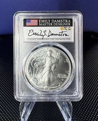 2021 W SILVER EAGLE MS70 PCGS EMILY DAMSTRA FIRST STRIKE PEDIGREE | eBay