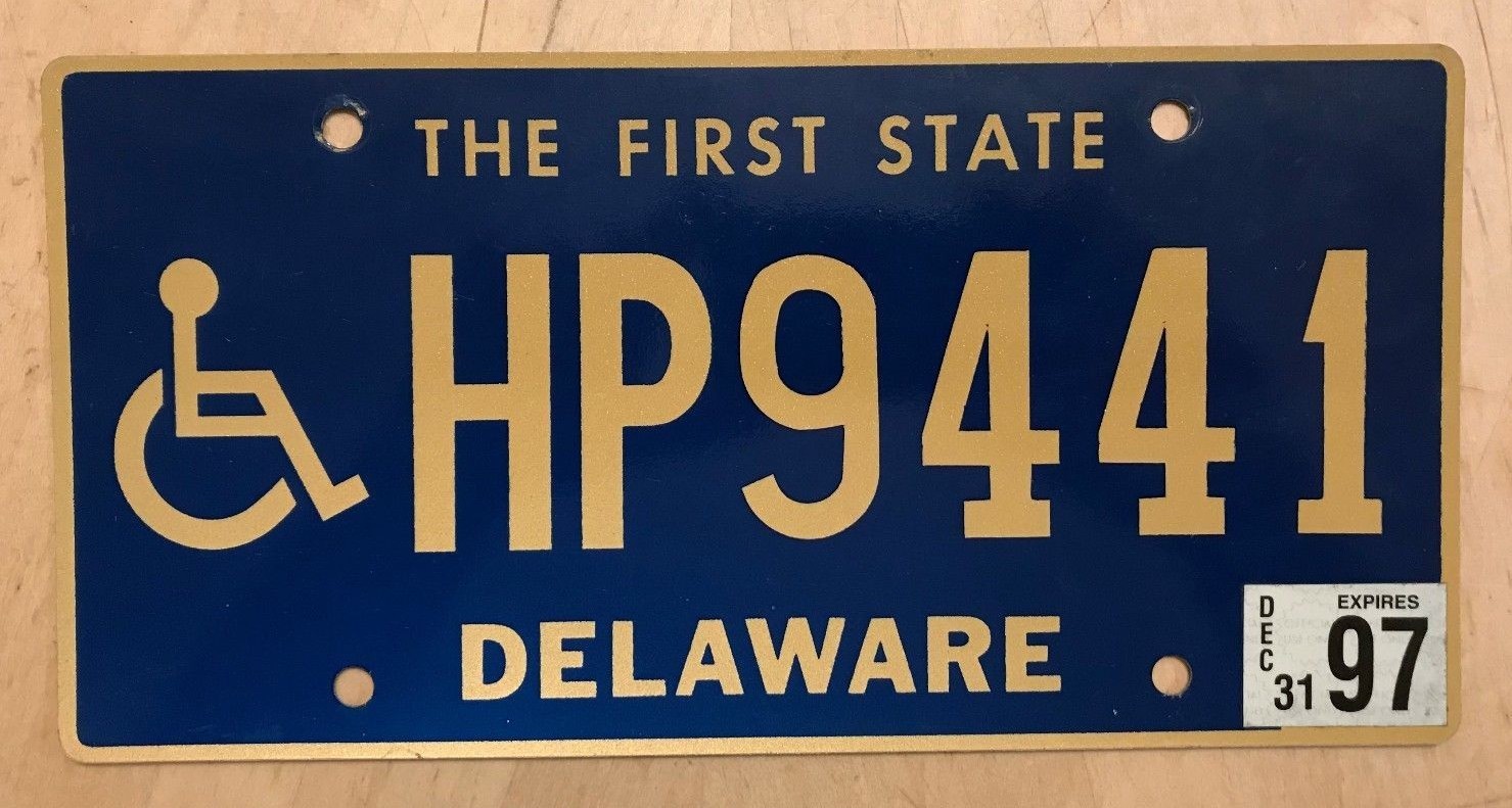 1997 DELAWARE DISABLED HANDICAPPED PERSON LICENSE PLATE " HP 9441 ...