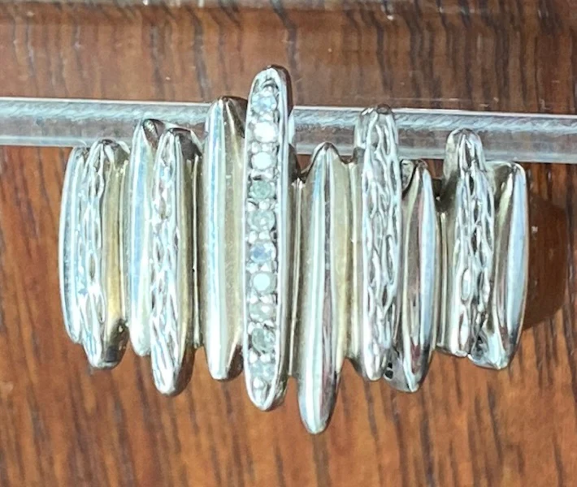 Sterling Silver 925 Diamond Brutalist Ring Signed MRB Sz 9 | eBay