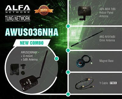 ALFA AWUS036NHA COMBO 802.11n Wireless-N Wi-Fi Adapter Low Buffer | eBay