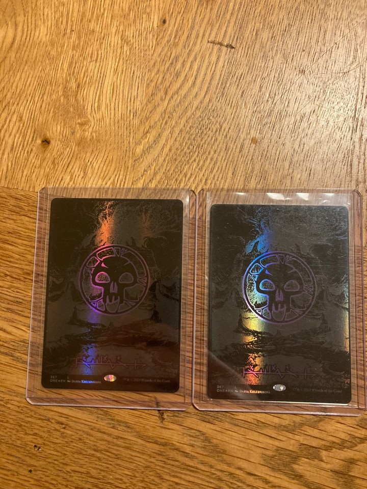2× Oil Slick Full-Art Foil Swamp – Phyrexia: All Will Be One – Near ...